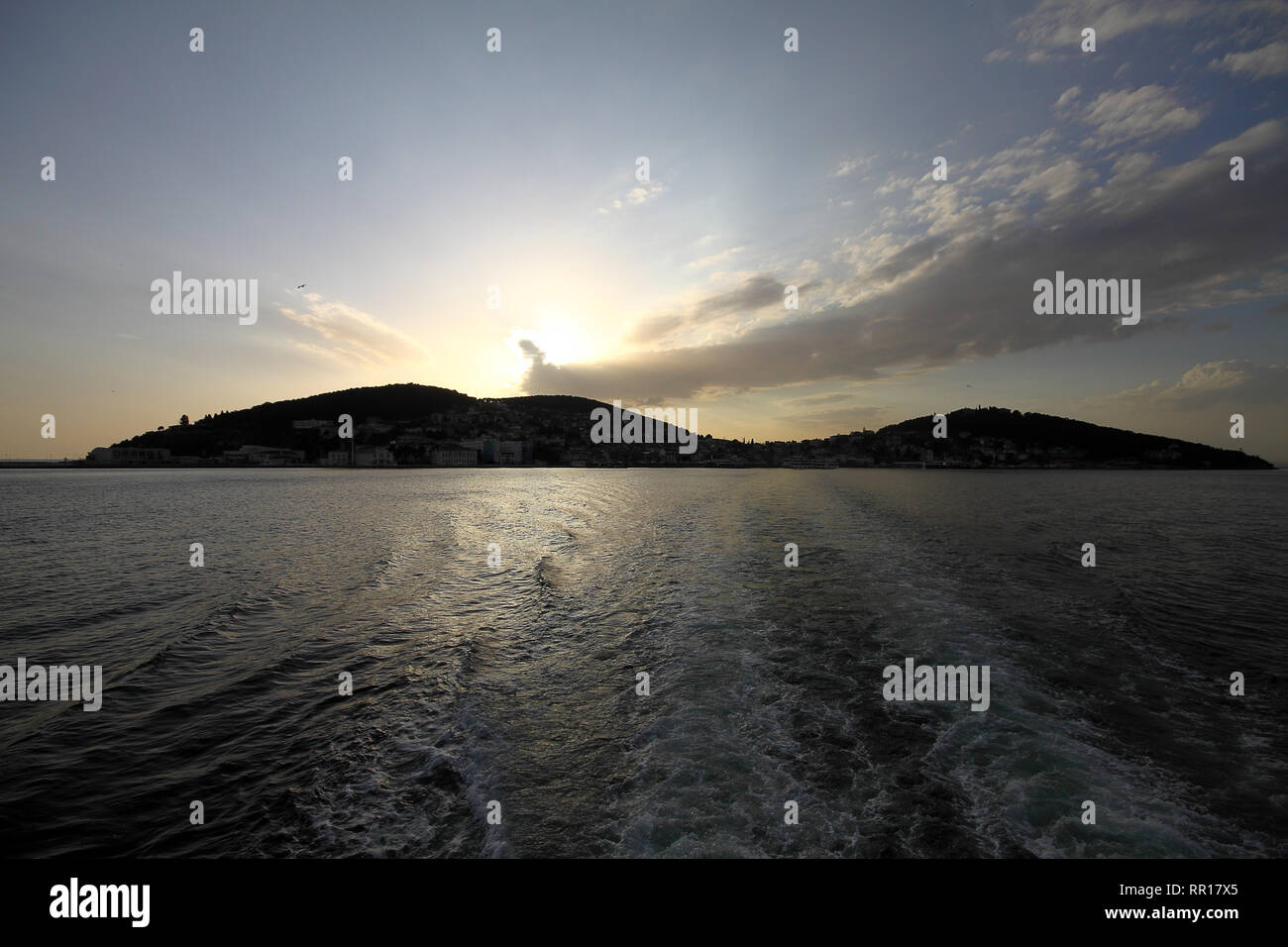 Panoramic view of Istanbul from the Bosphorus Strait. Sea cruise on the ...