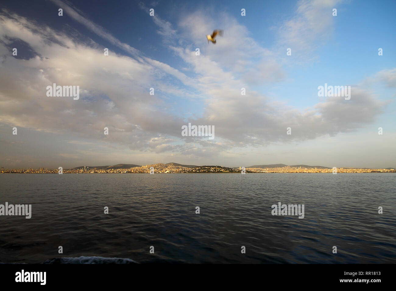 Panoramic view of Istanbul from the Bosphorus Strait. Sea cruise on the ...