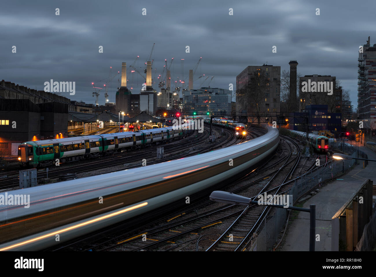Ebury Bridge, London victoria Battersea power station behind Southern ...