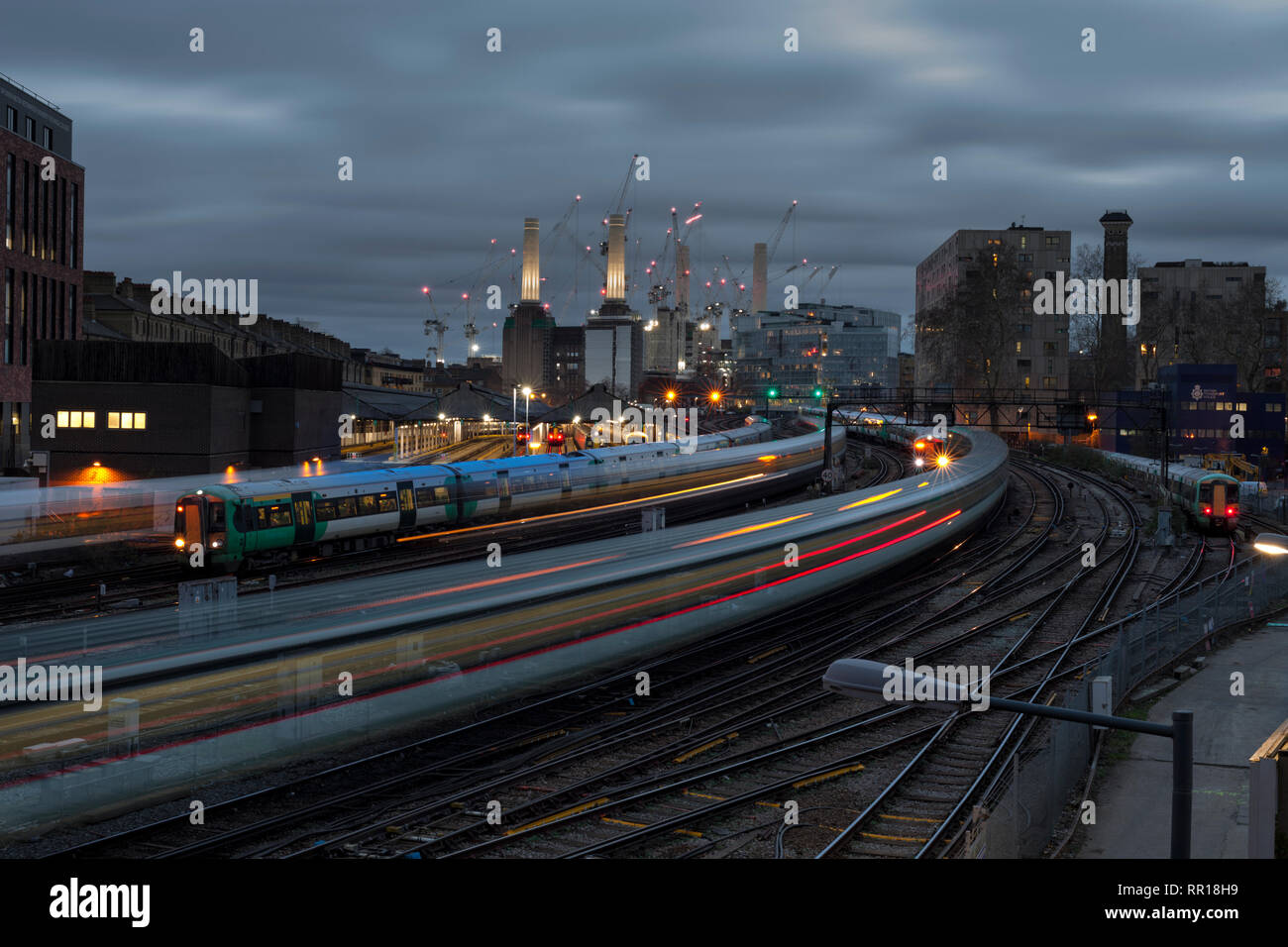 Ebury Bridge, London victoria Battersea power station behind Southern ...