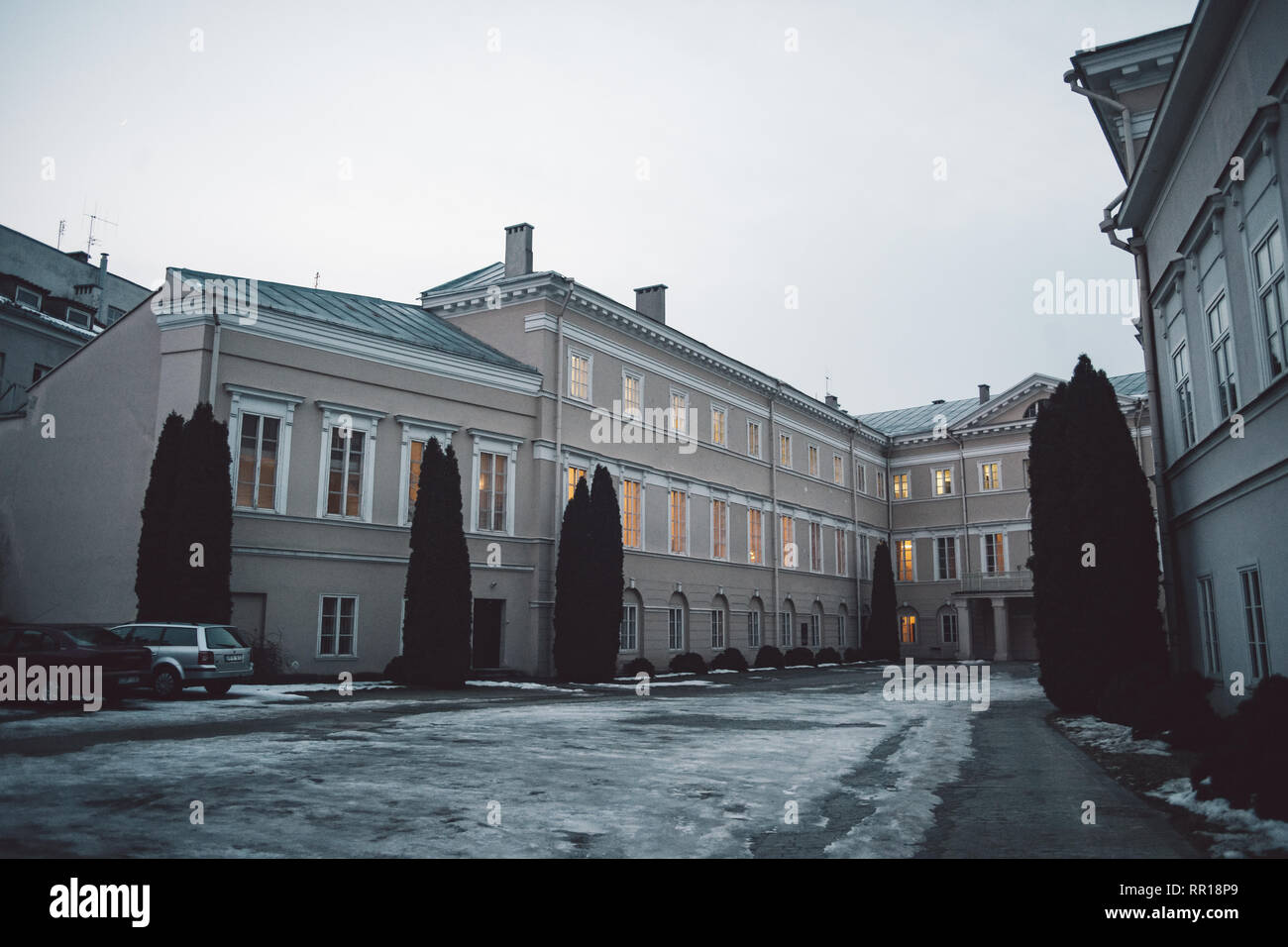 Old classical building in Vilnius old town. Winter season Stock Photo ...