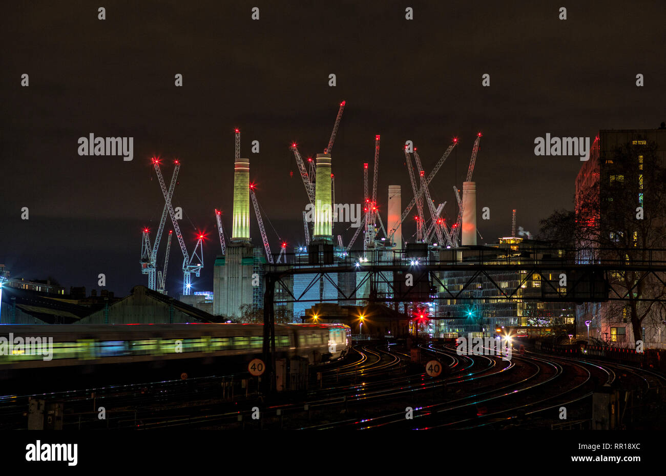 Ebury Bridge, London Victoria with Battersea power station behind ...