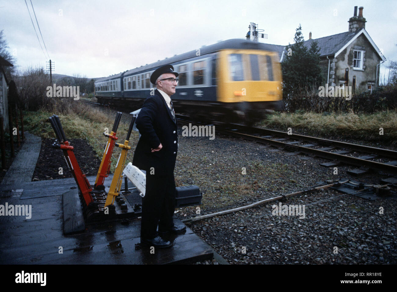 Level crossing keeper on the Oxenholme to Windermere, Lake District ...