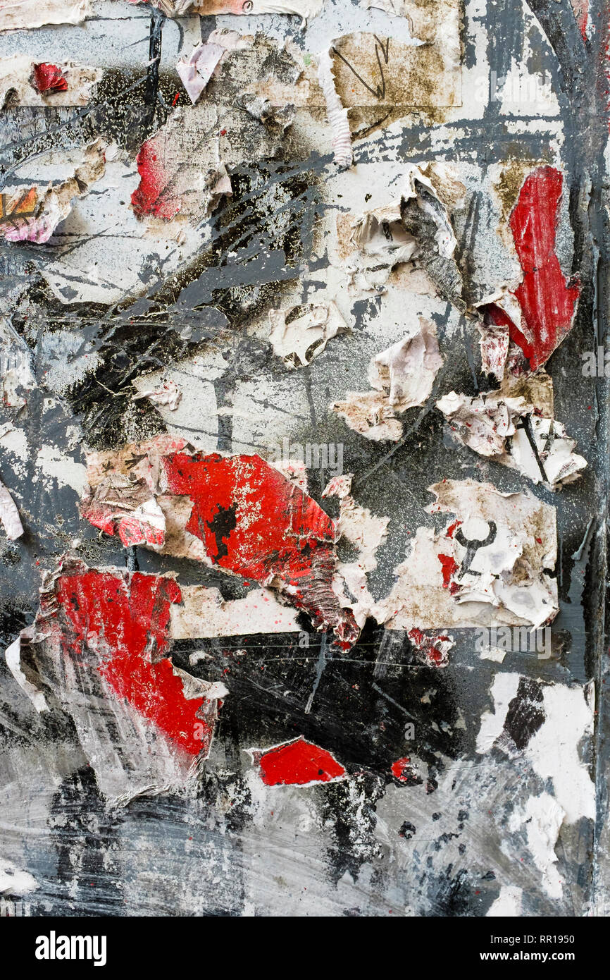 Urban Collage / Décollage. Remnants of torn posters on wall, London, UK ...