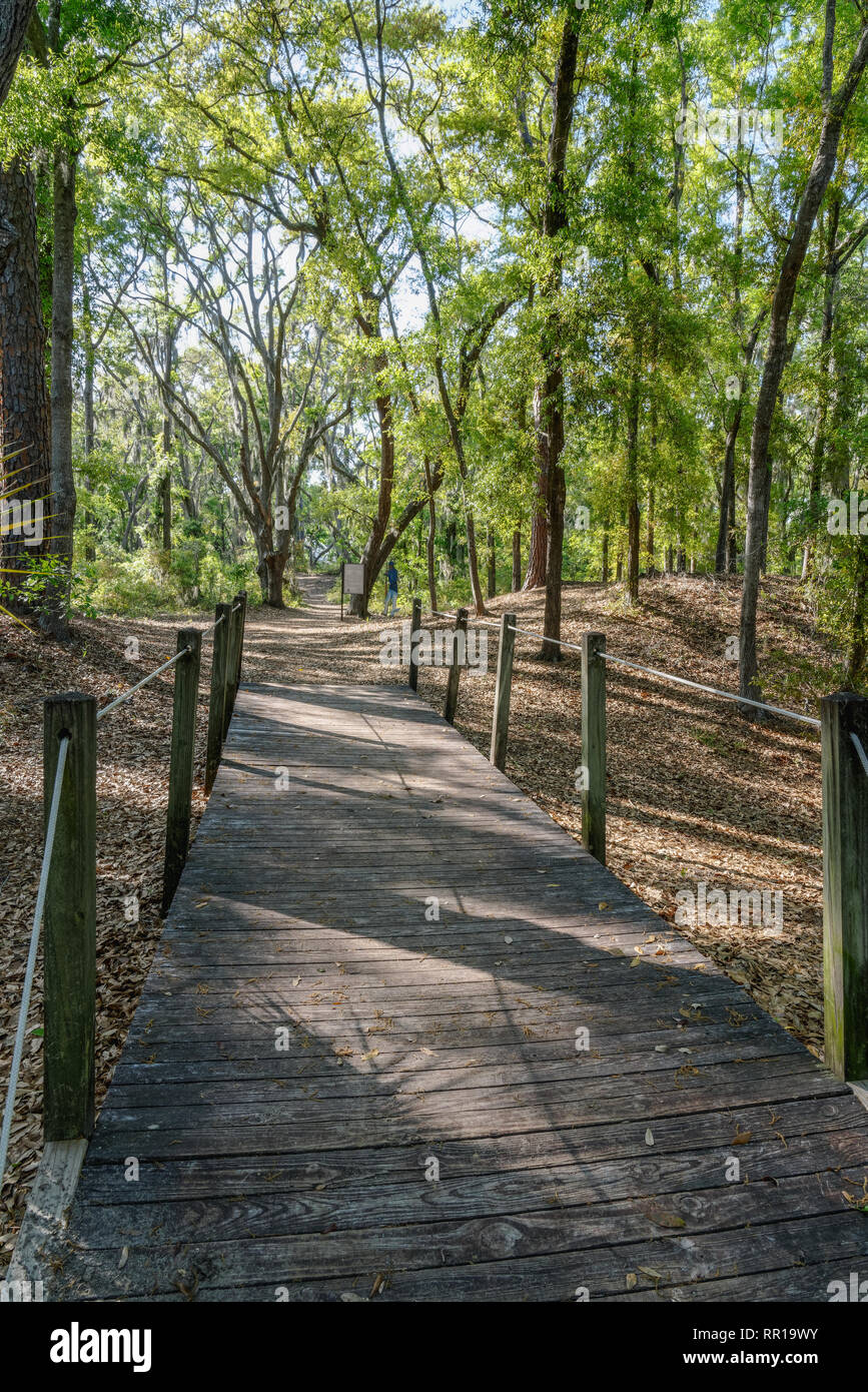 Hilton Head Island, SC - April 12, 2018: Looking down the path at Fort ...