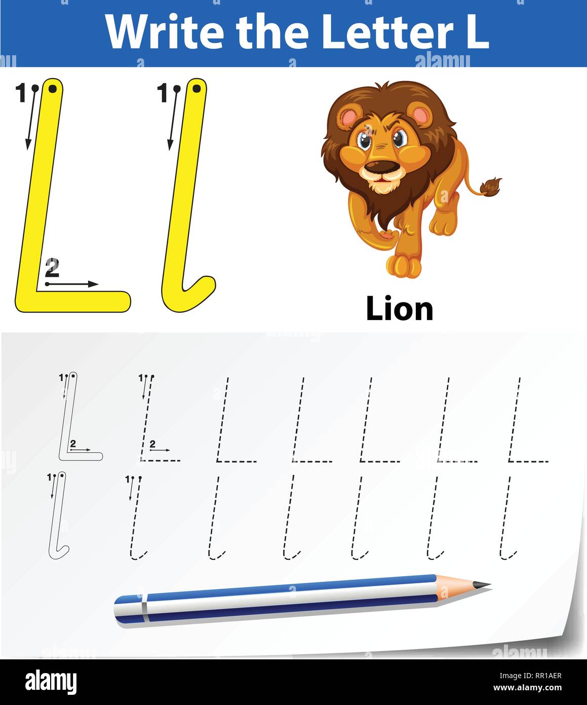 Write the letter L english card illustration Stock Vector Image & Art ...