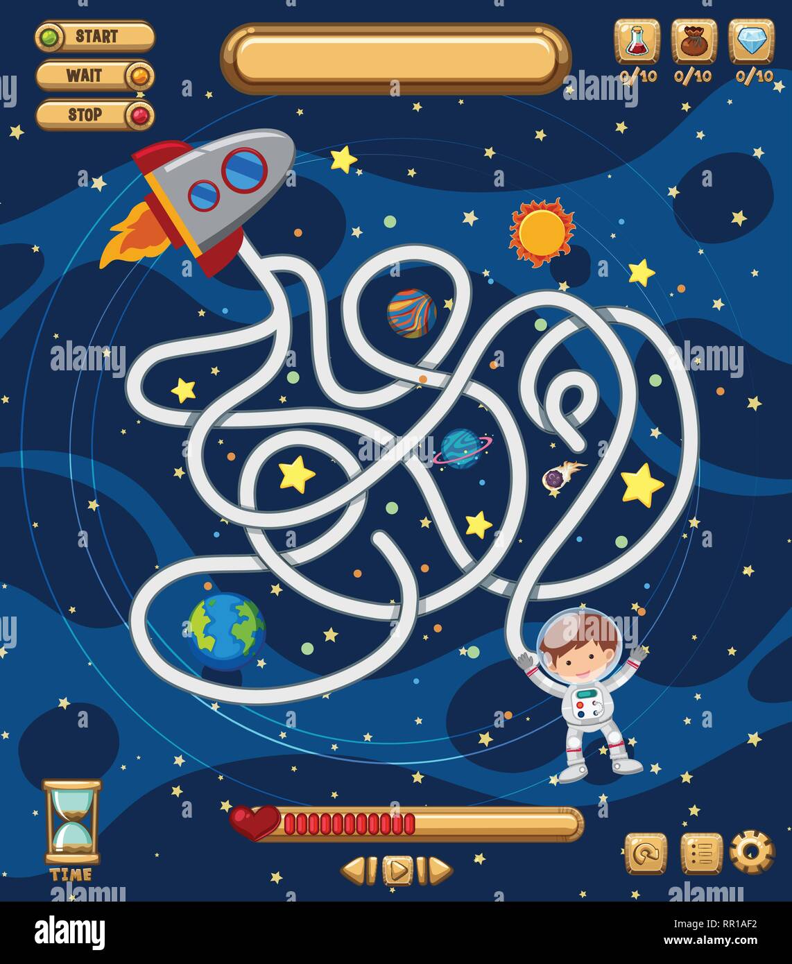 Space maze puzzle game template illustration Stock Vector Image & Art ...