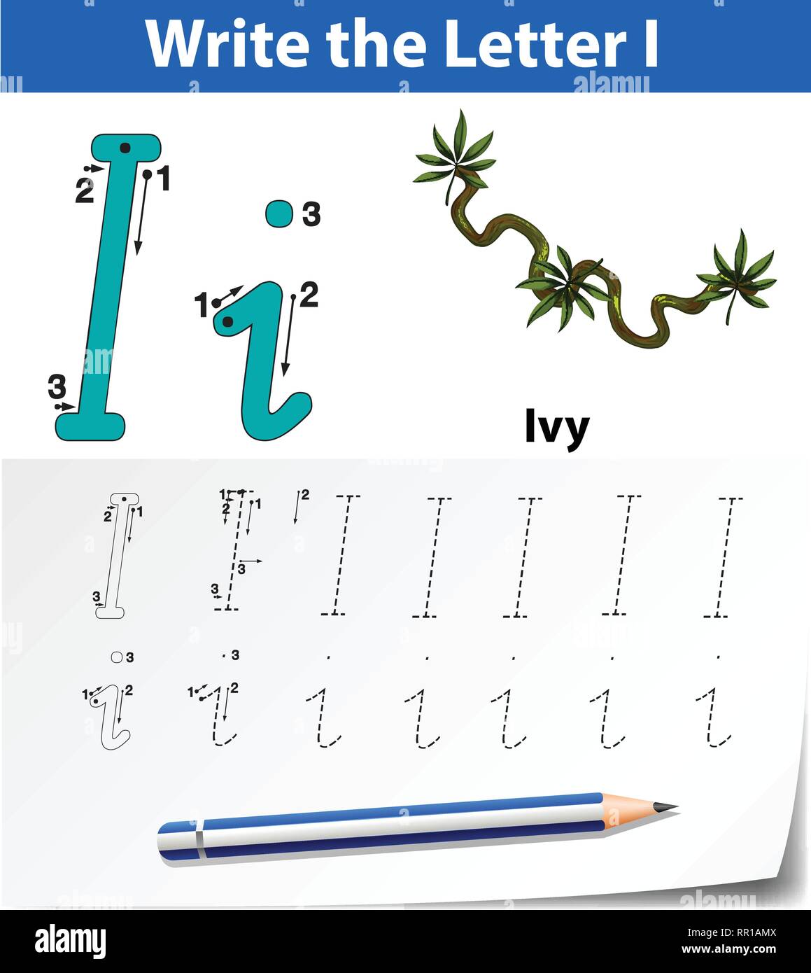 Write the letter I english card illustration Stock Vector Image & Art ...