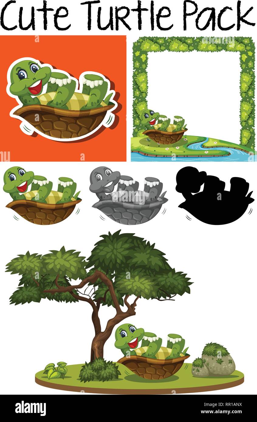 Cute turtle clipart set hi-res stock photography and images - Alamy