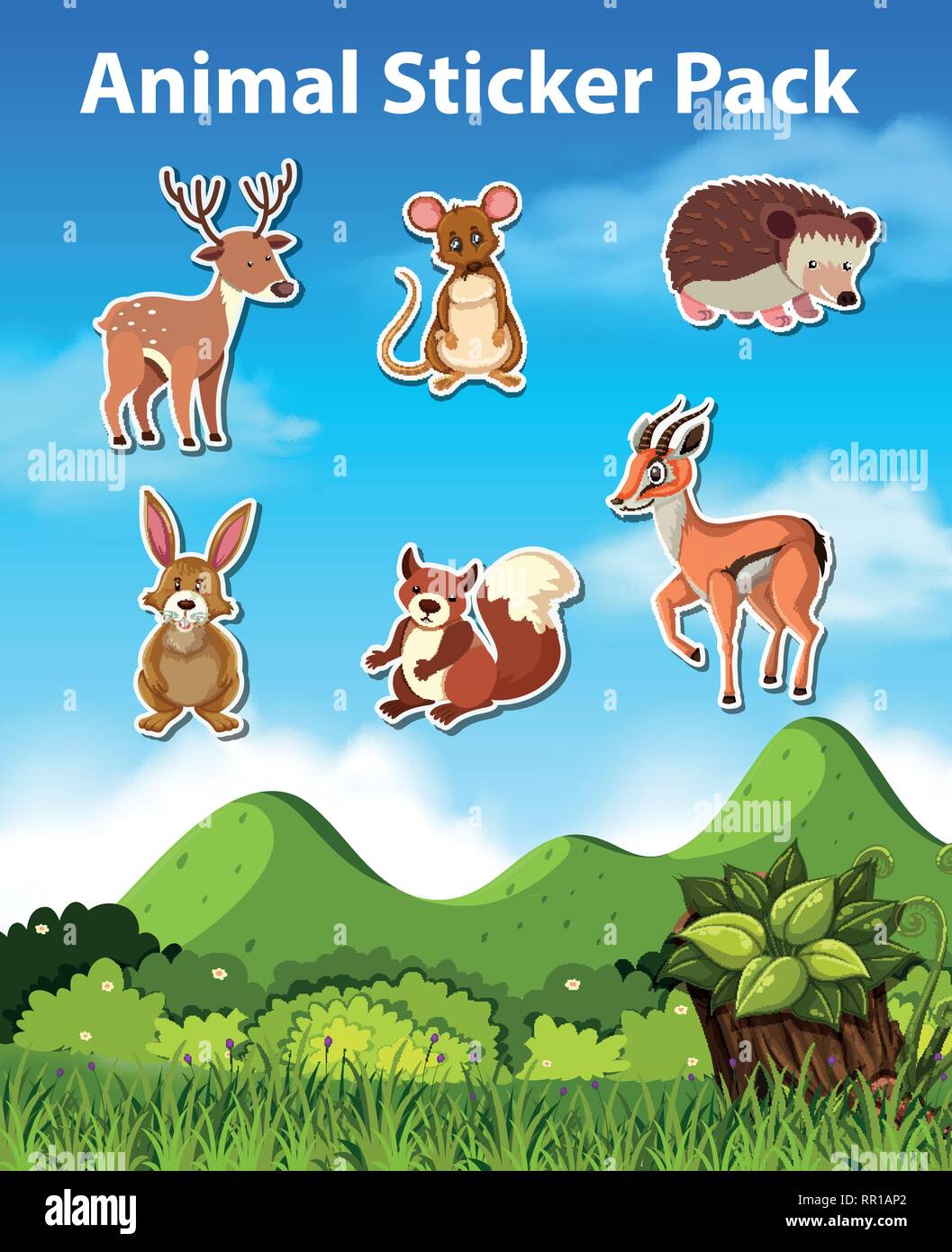 Set of animal sticker pack illustration Stock Vector Image & Art - Alamy