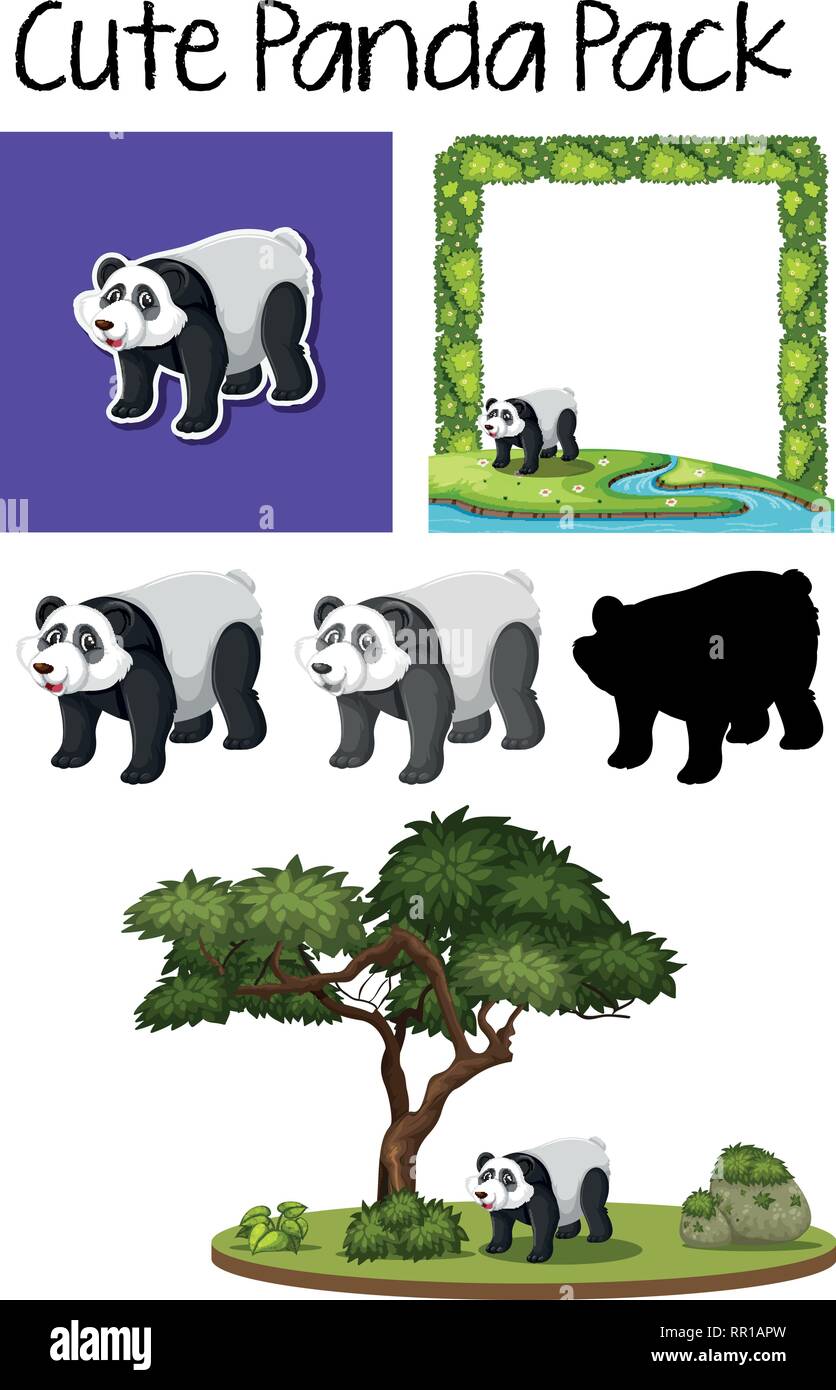 Border design panda illustration hi-res stock photography and images ...