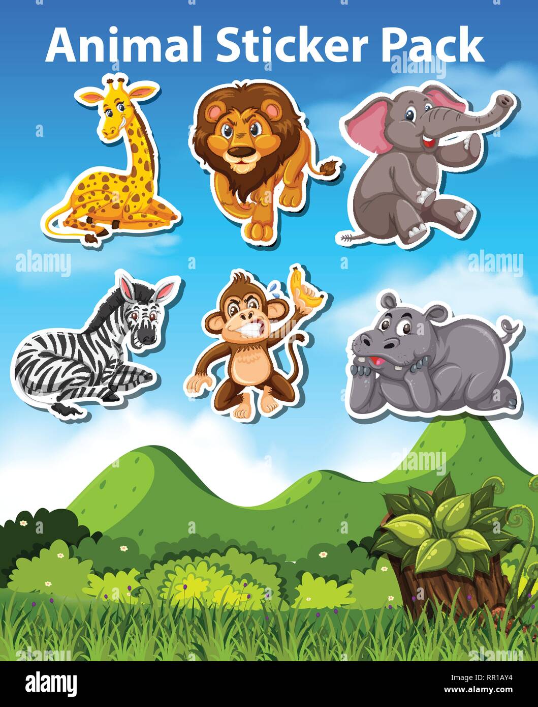 Set of wild animal sticker illustration Stock Vector Image & Art - Alamy