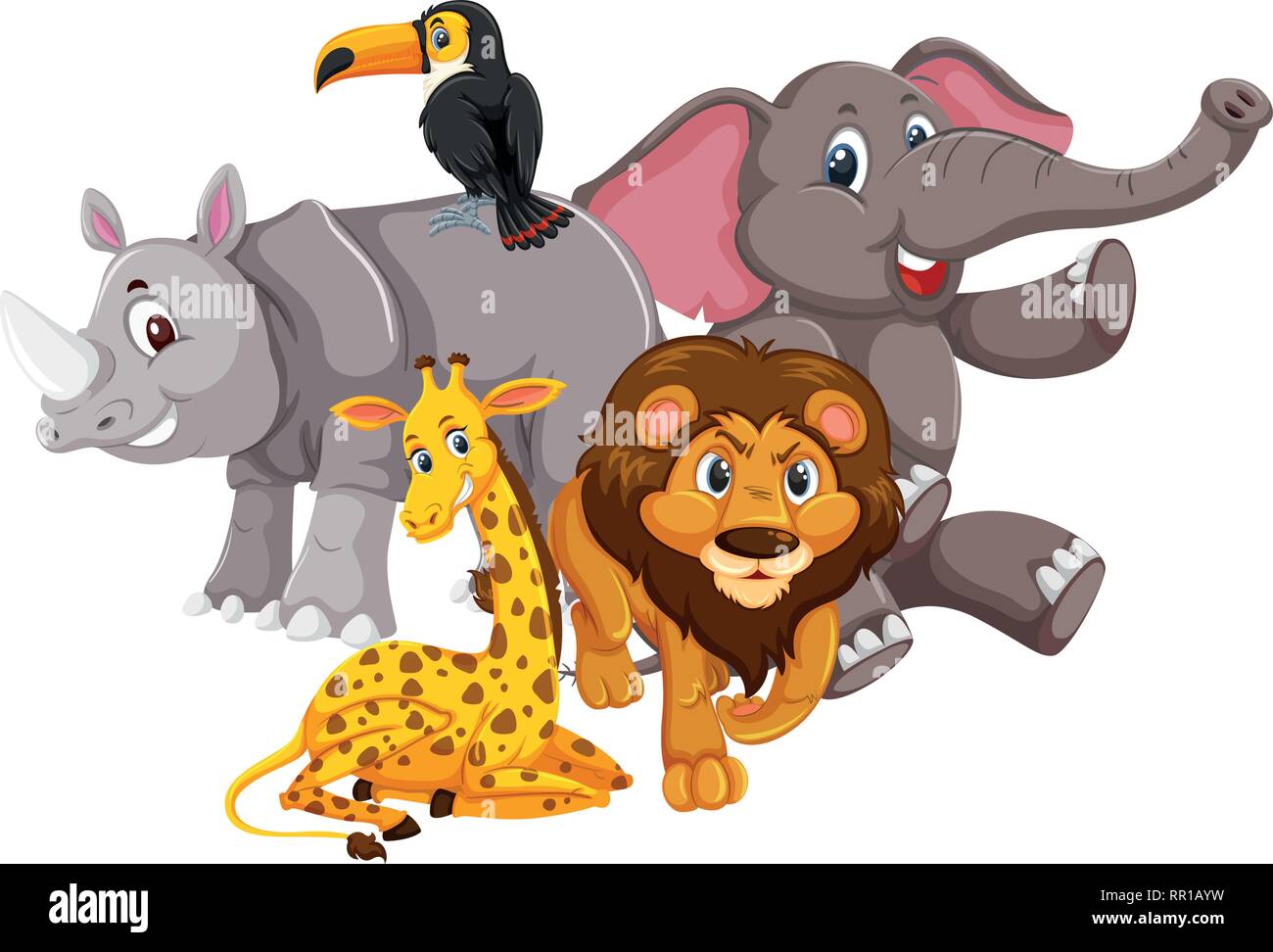 Group of animals on white background illustration Stock Vector Image ...