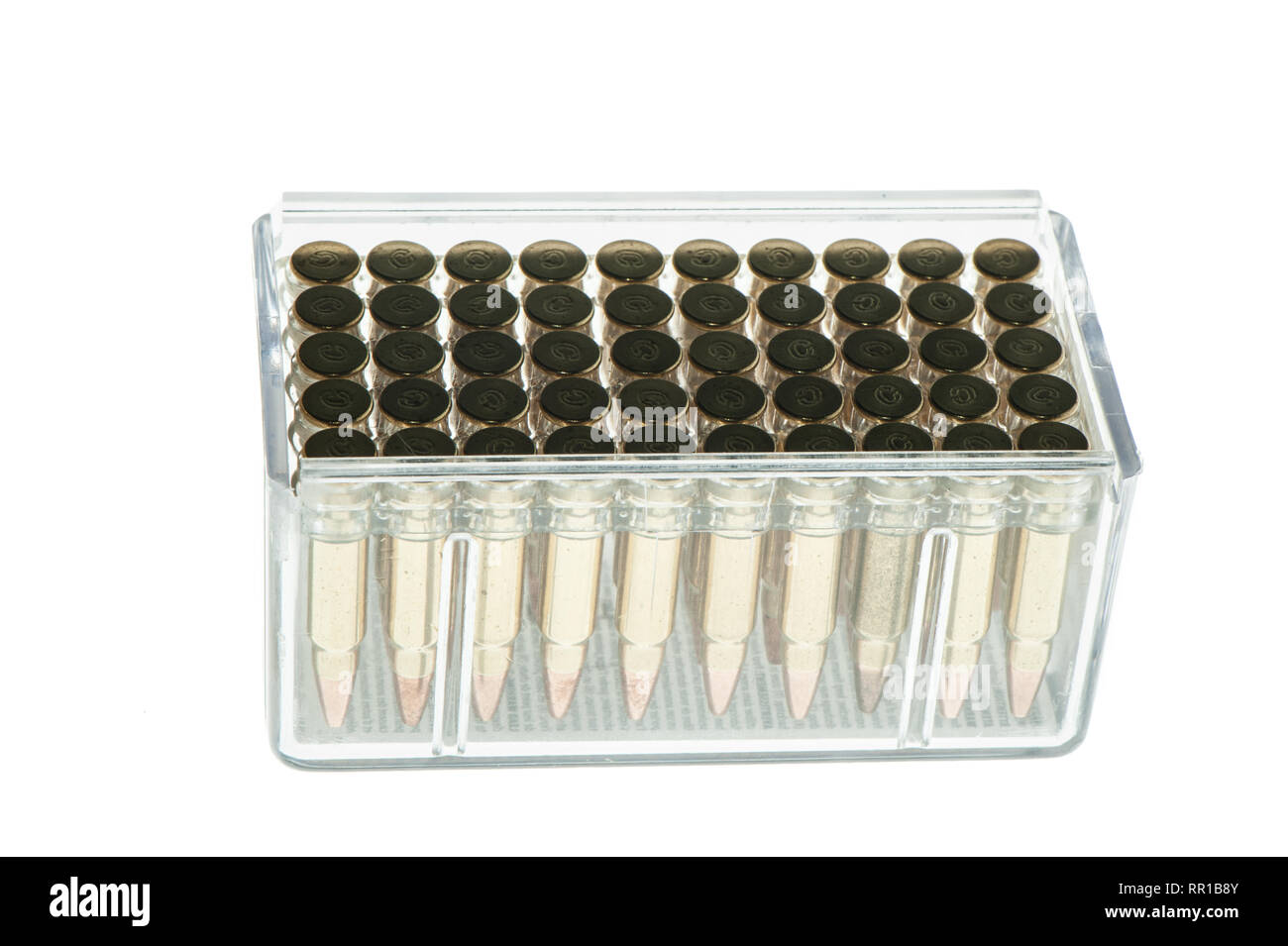 box of bullets on white background Stock Photo - Alamy