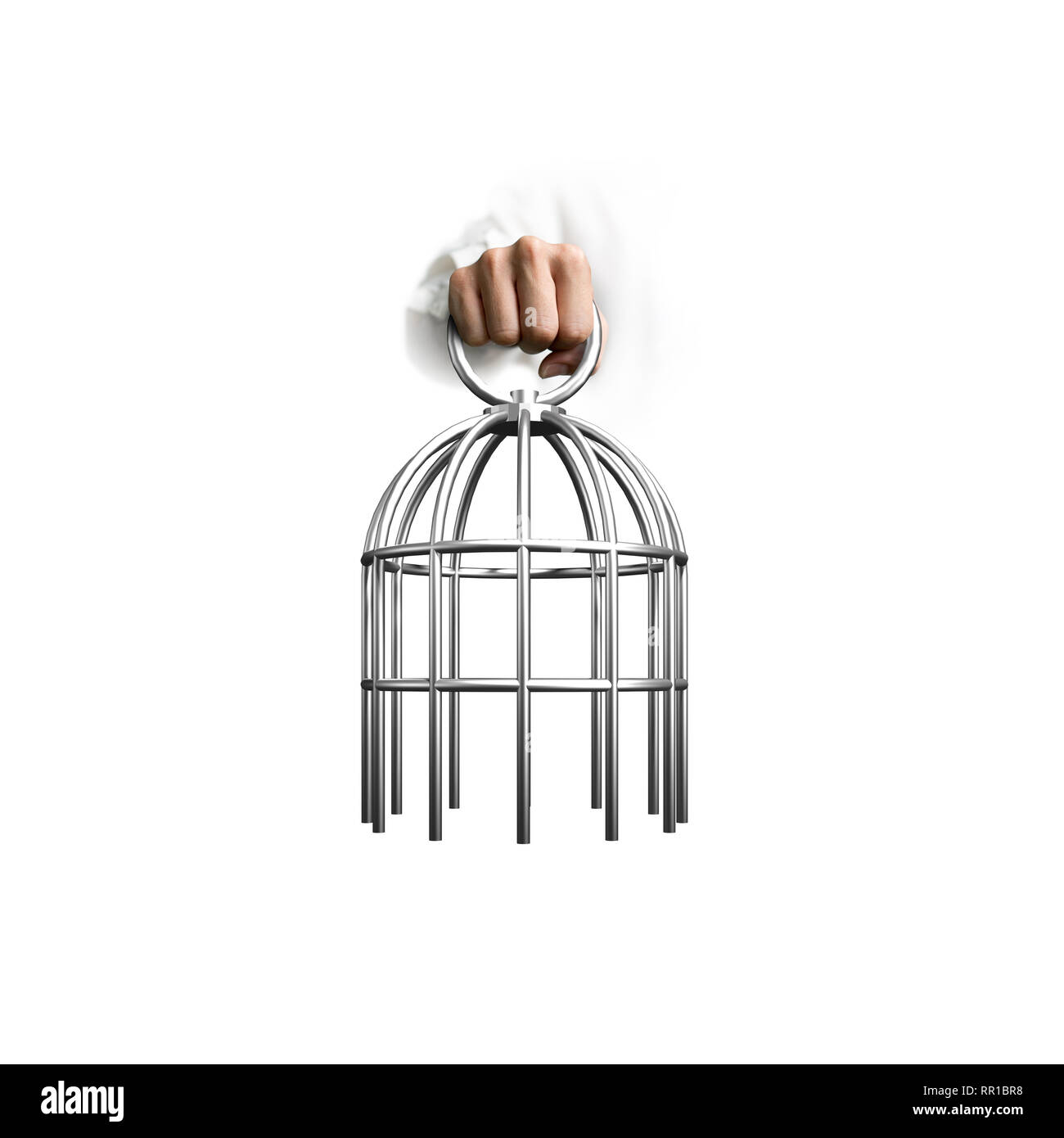 Hand holding the cage, isolated on white background Stock Photo - Alamy