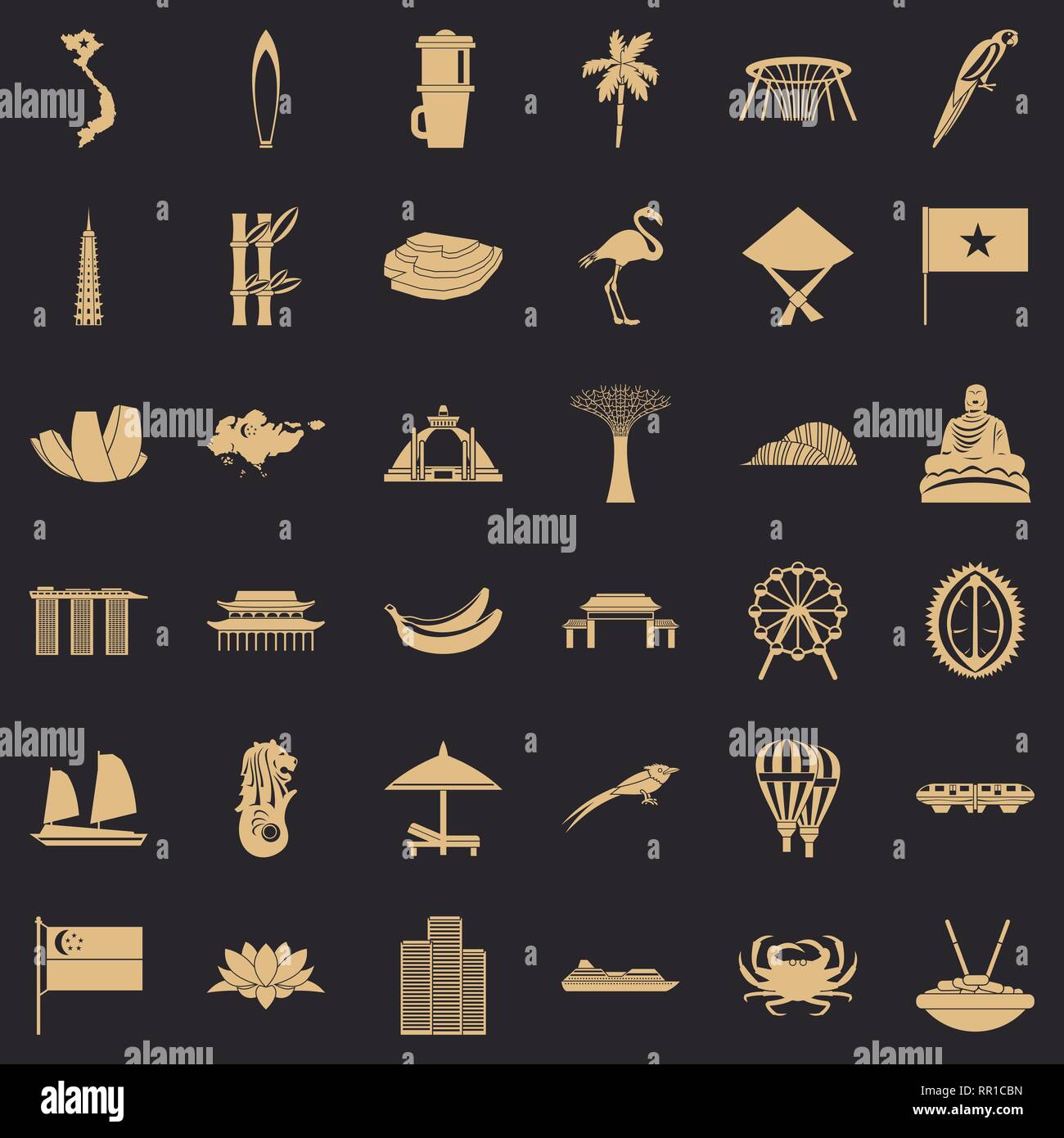 Asian country icons set, simple style Stock Vector Image & Art - Alamy