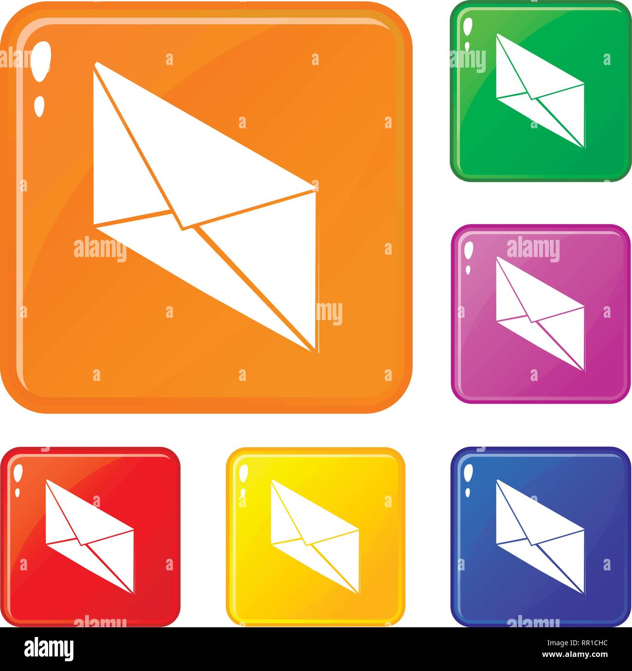 Postal letter icons set vector color Stock Vector Image & Art - Alamy