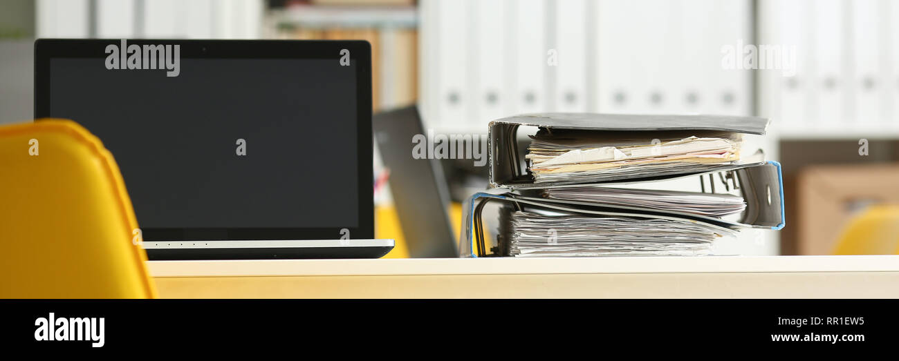 Empty workplace in office closeup Stock Photo - Alamy