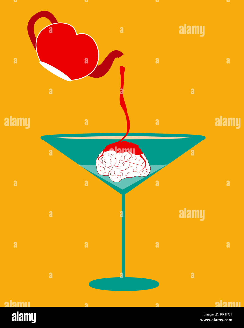 illustration of a brain cocktail isolated on a yellow background Stock ...