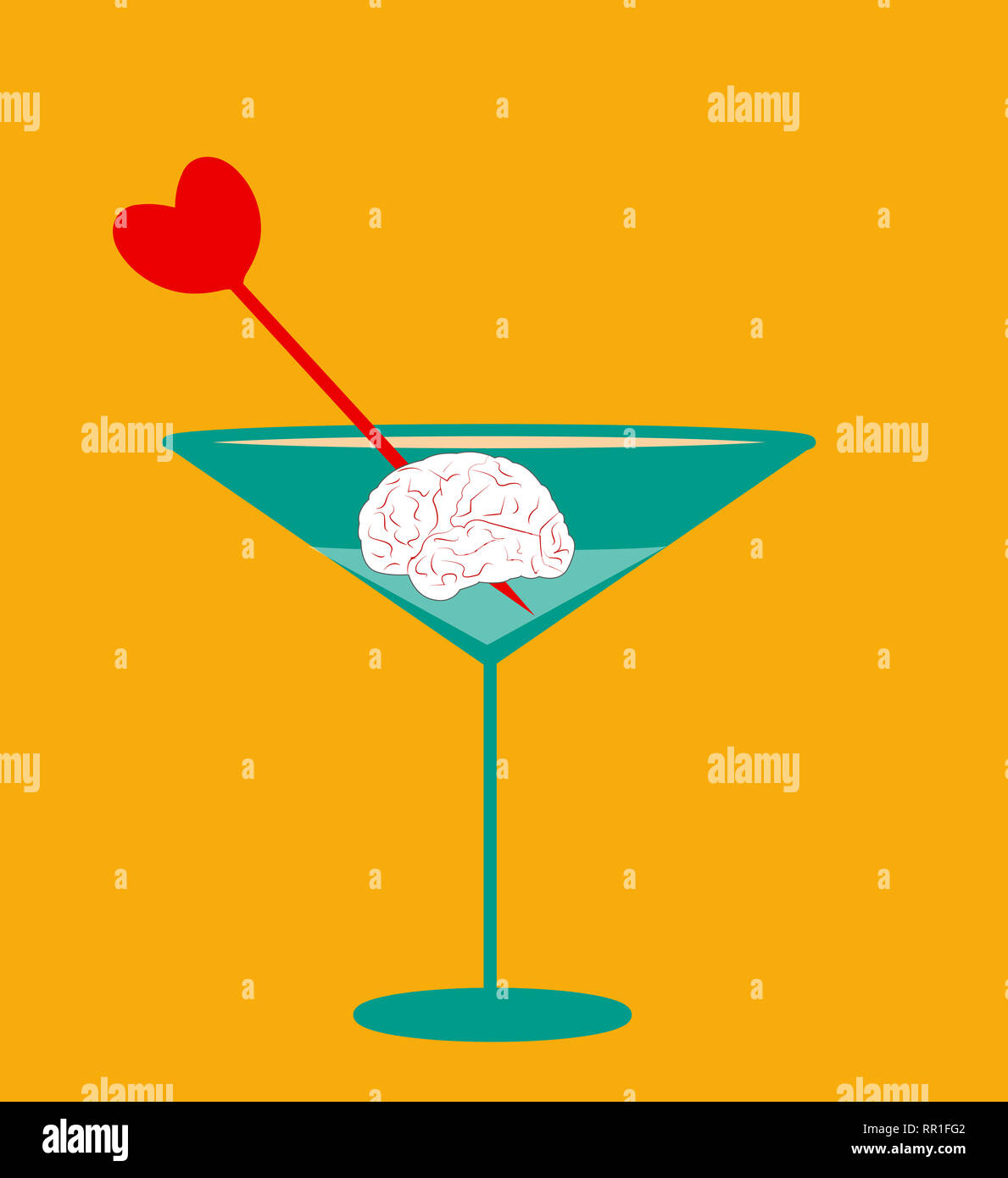 illustration of a brain cocktail isolate don a yellow background Stock ...