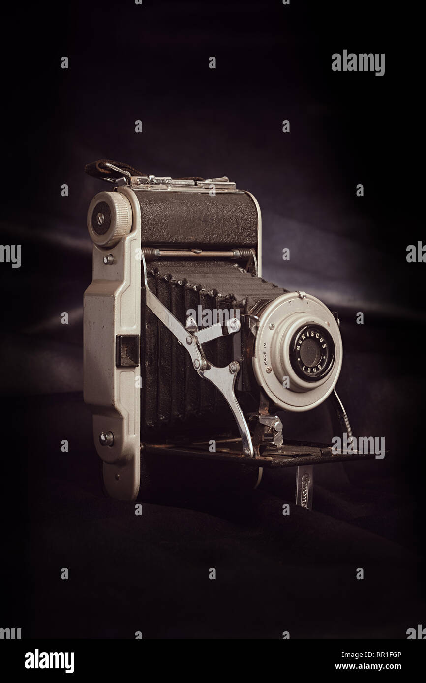 Vertical aspect right side view of an unbranded vintage roll film ...