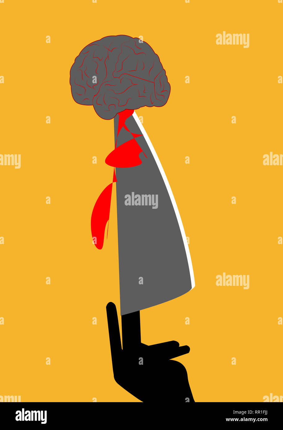 illustration of a knife stabbing a brain with blood coming out of it ...