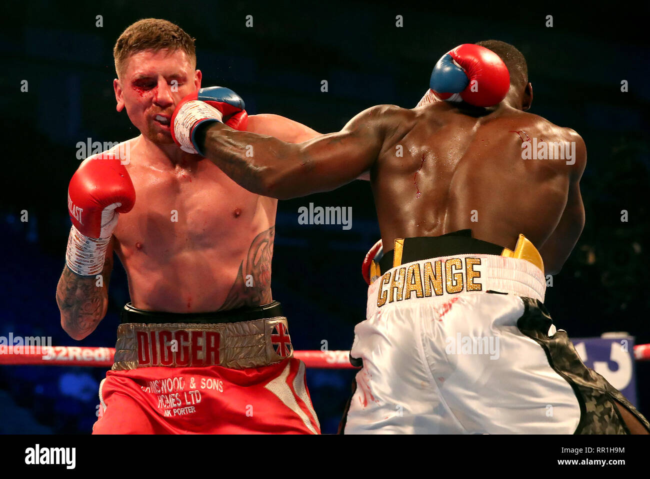 Andre Sterling (right) lands a punch on Ricky Summers during the ...