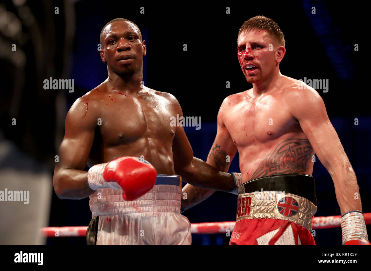 Andre Sterling (left) celebrates victory over Ricky Summers as the two ...