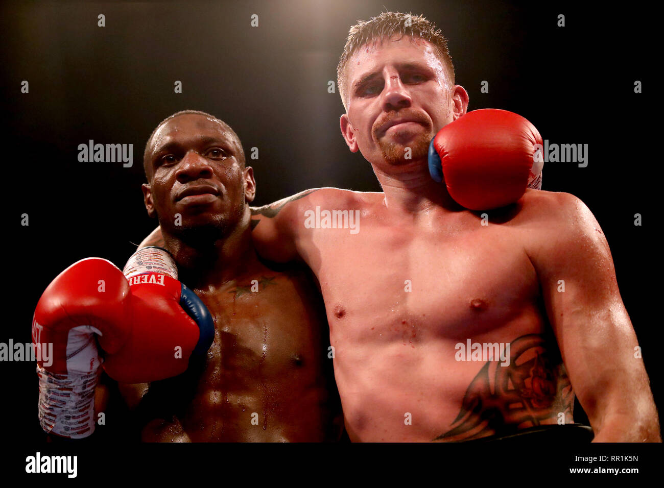 Andre Sterling (left) celebrates victory over Ricky Summers as the two ...
