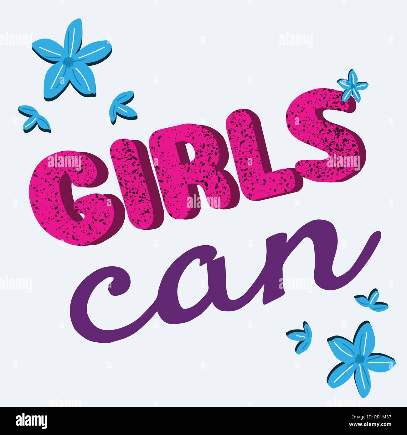 Girls can - hand drawn lettering quote. Motivation Slogan. Vector ...