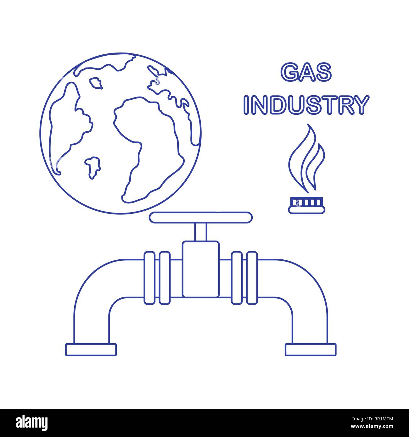 Vector illustration with equipment for gas production and earth. Gas ...