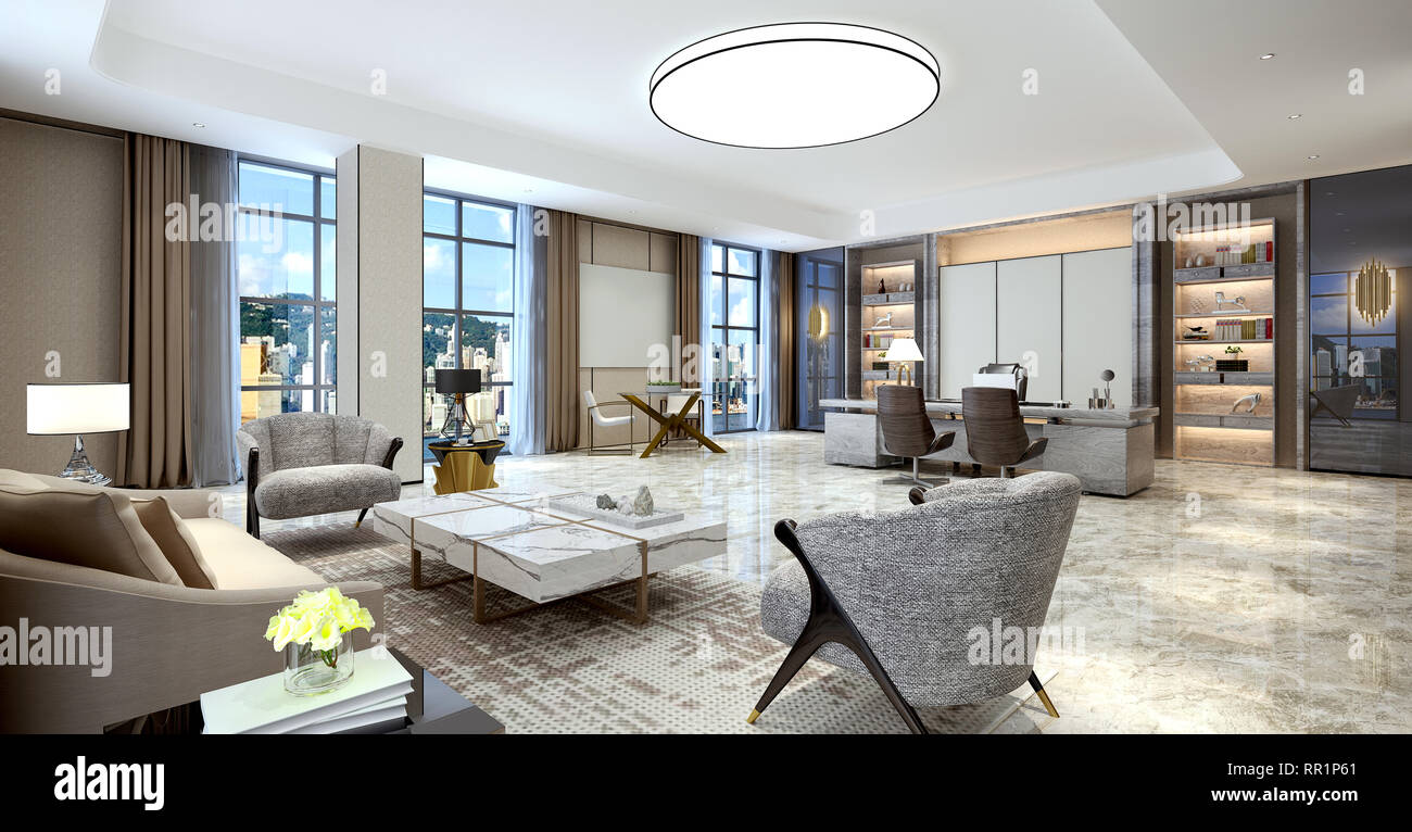 3d render modern working space Stock Photo - Alamy