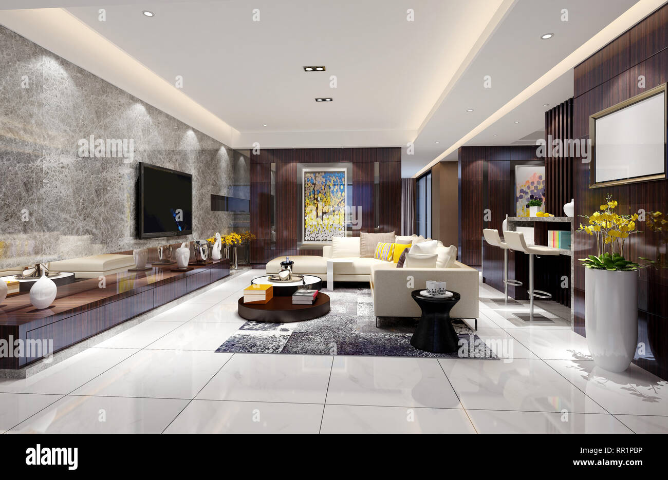 3d render of home interior Stock Photo - Alamy