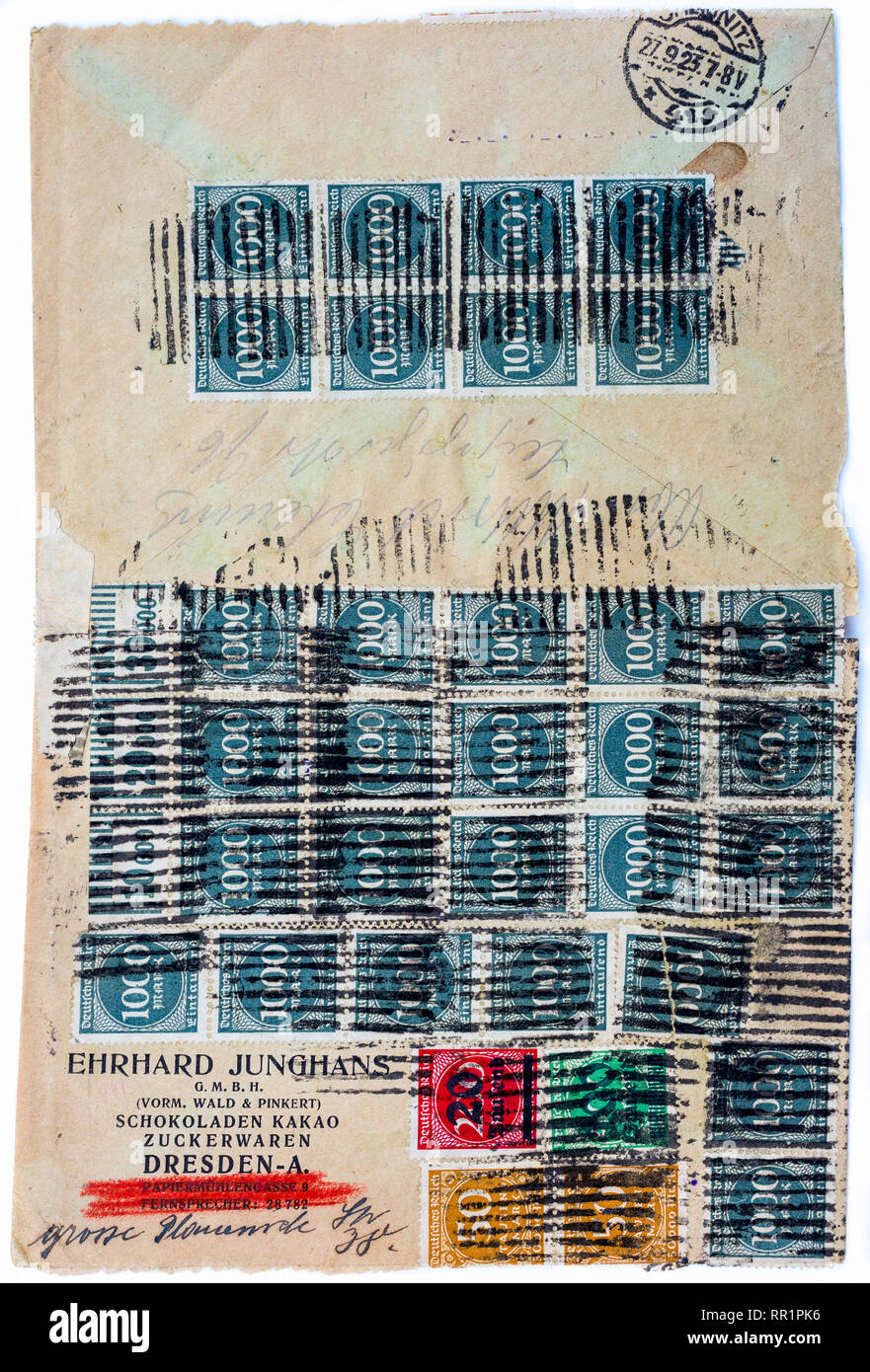 Multiple stamps necessary for tens of millions of marks for letters ...