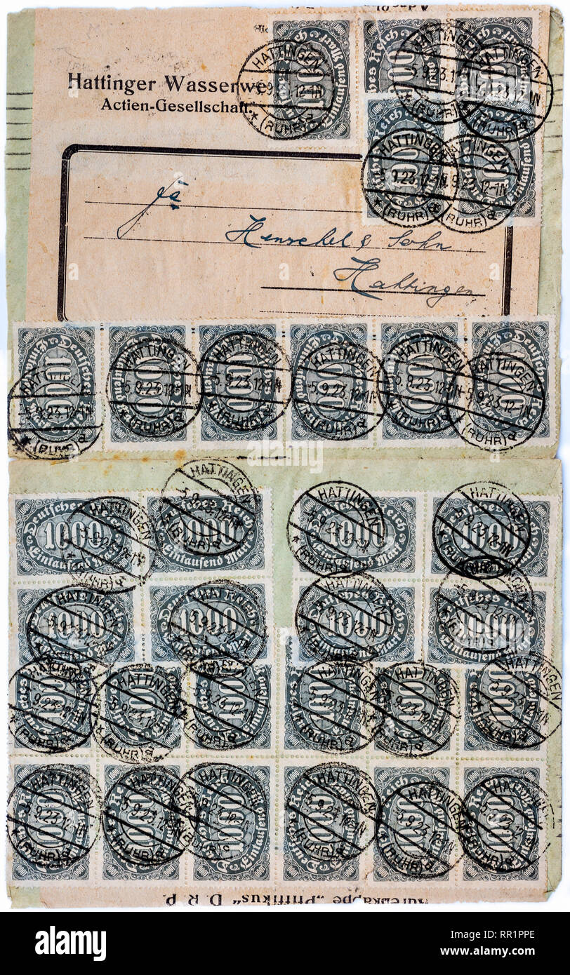 Multiple stamps necessary for tens of millions of marks for letters ...