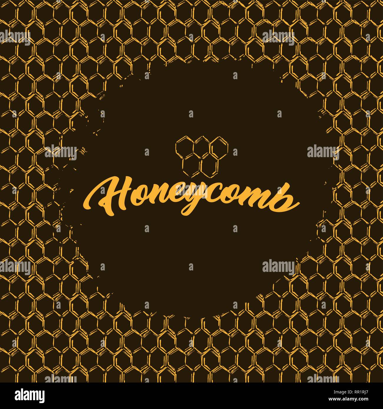 Honey Bee, Sketch Logo Design with Honeycomb Pattern. Vintage hand ...