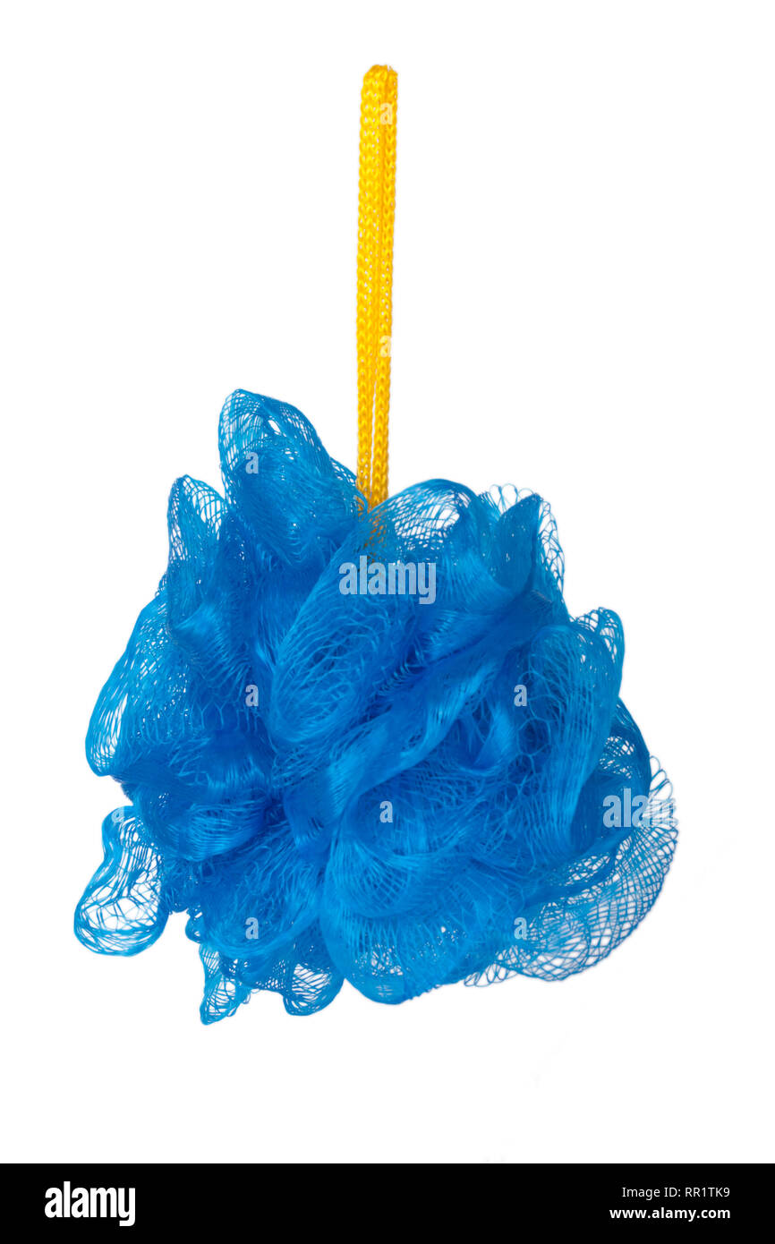 blue sponge shower isolated on white background Stock Photo - Alamy