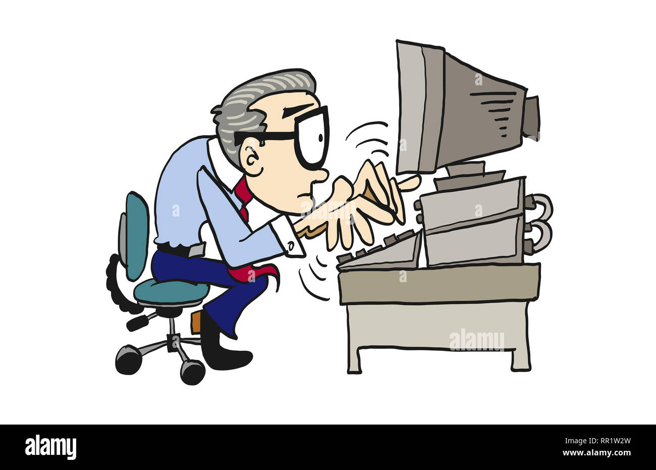 Person At Computer Cartoon