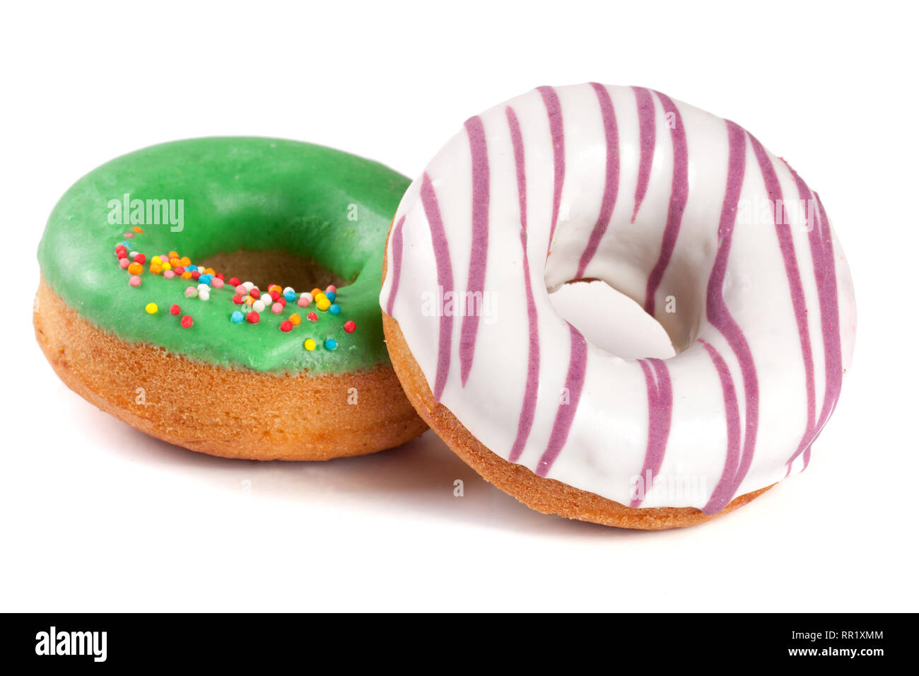 two glazed donut isolated on white background Stock Photo - Alamy