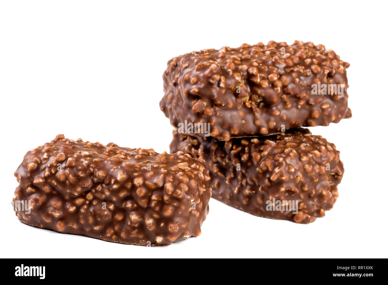 chocolate candy with nuts isolated on white background Stock Photo - Alamy