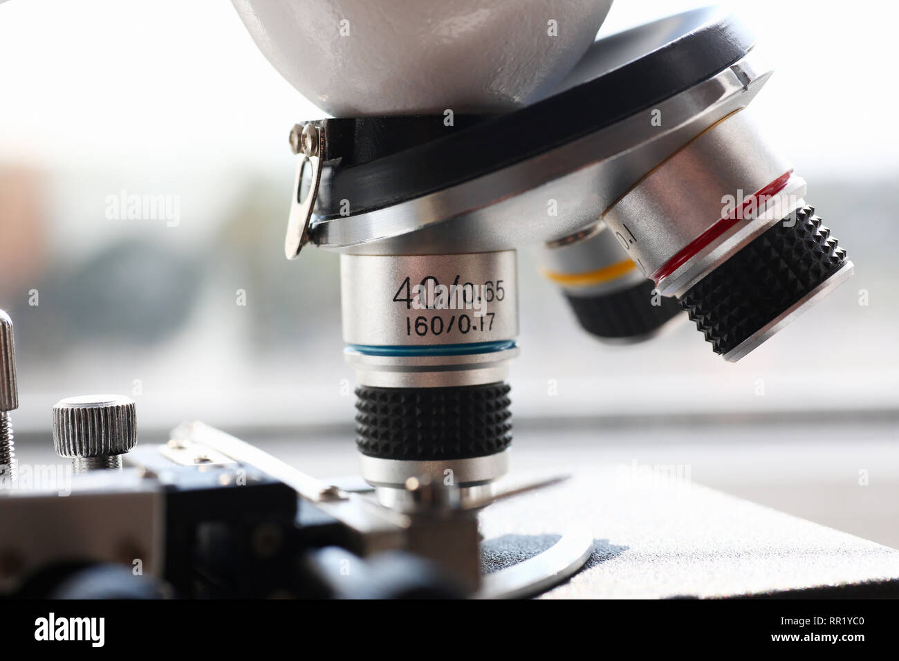 The head microscope on the background of Stock Photo - Alamy