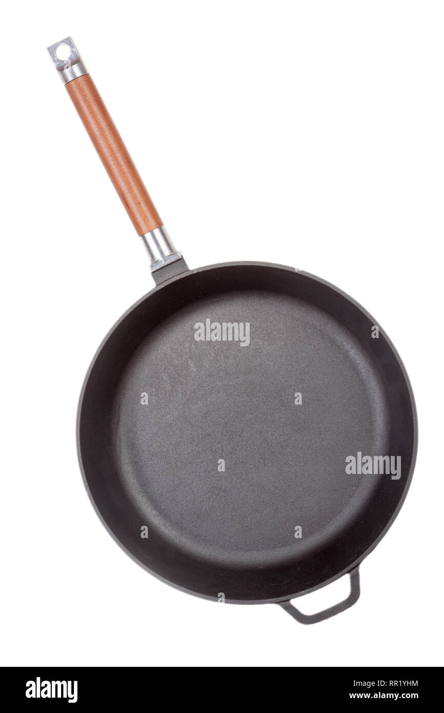 pan with a wooden removable handle isolated on white background Stock ...