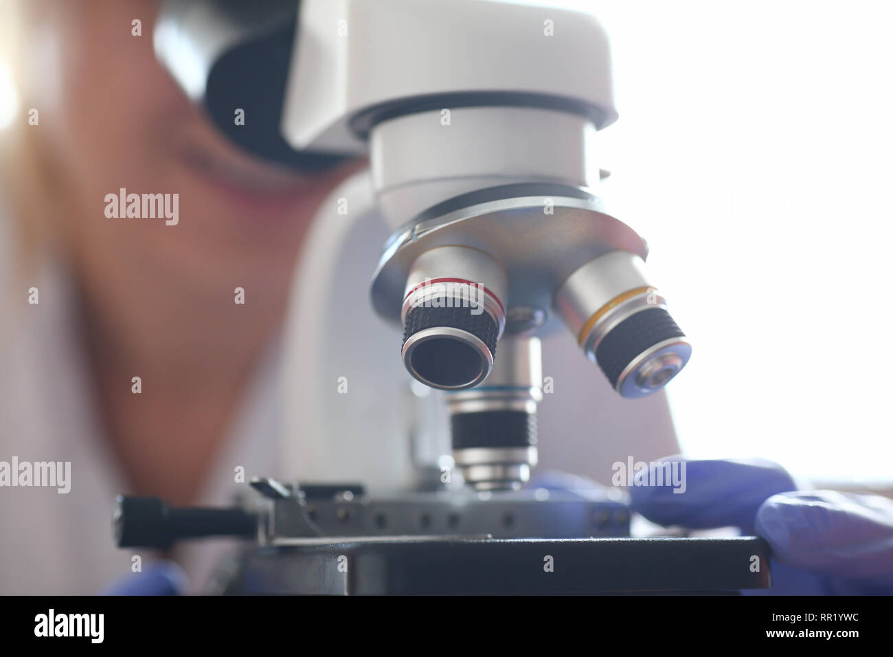 The head microscope on the background of Stock Photo - Alamy