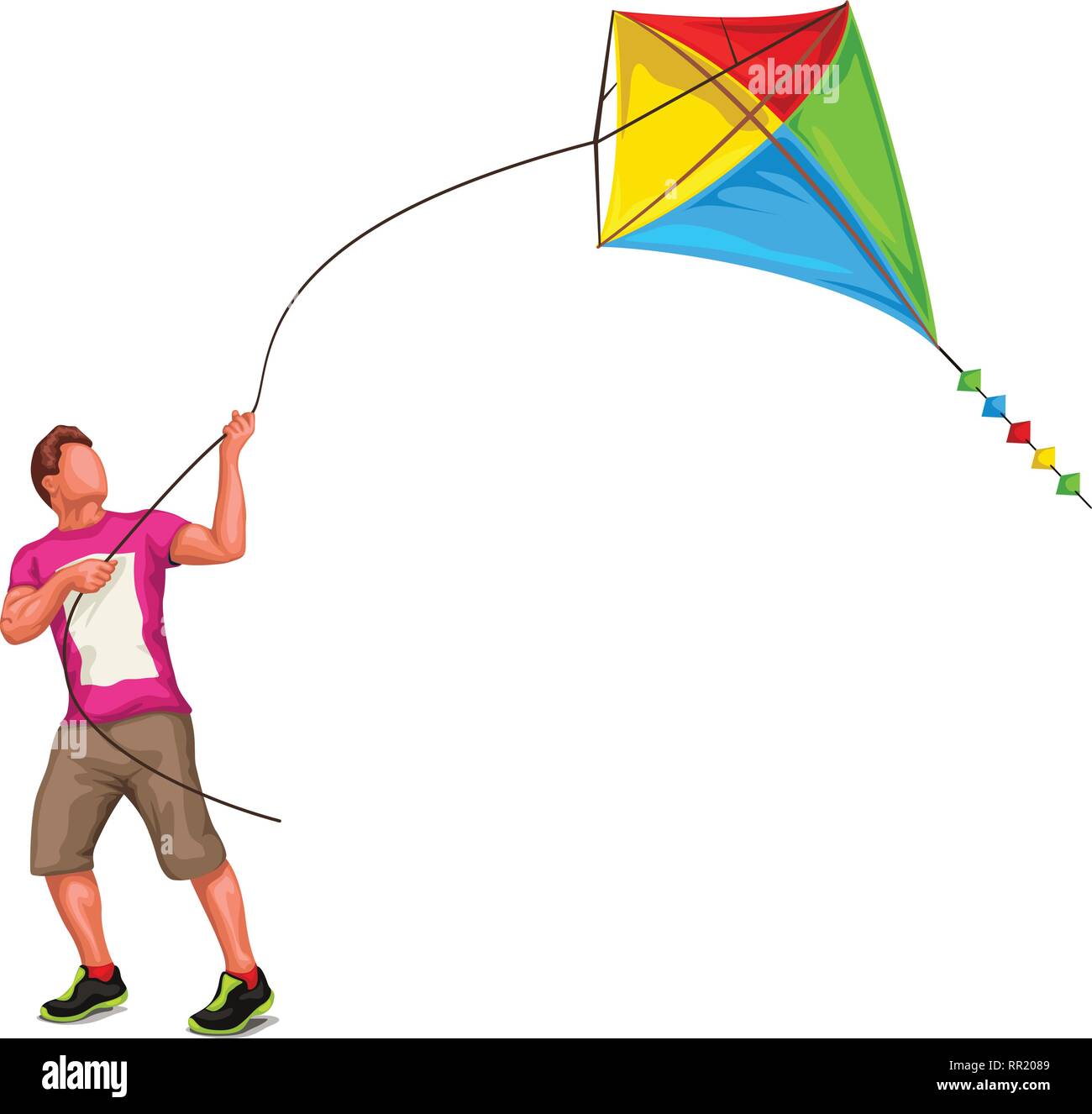 man with kite on white Stock Vector Image & Art - Alamy