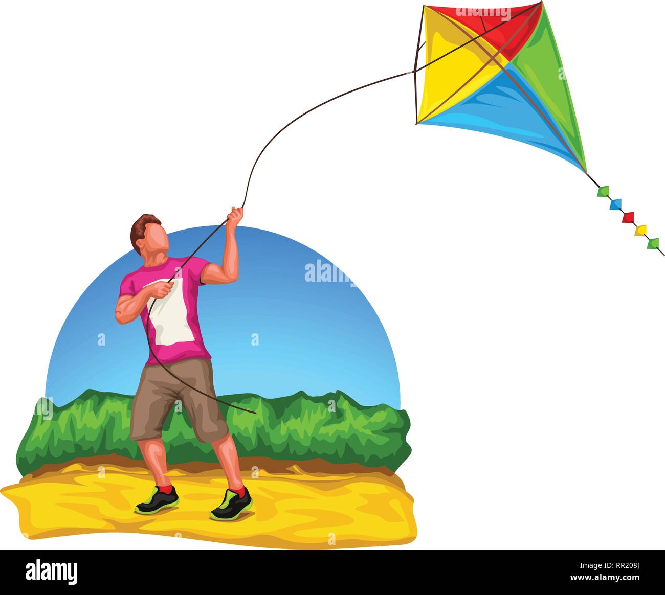 man playing with kite Stock Vector Image & Art - Alamy