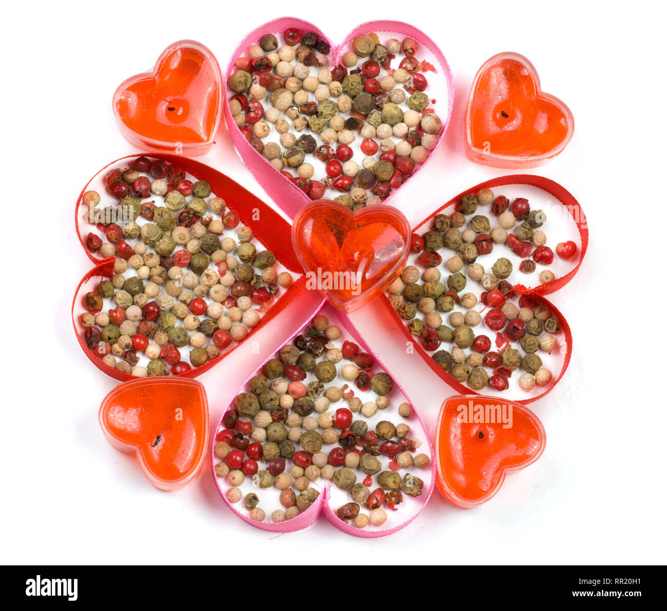 spices with heart and candles isolated on white background Stock Photo ...