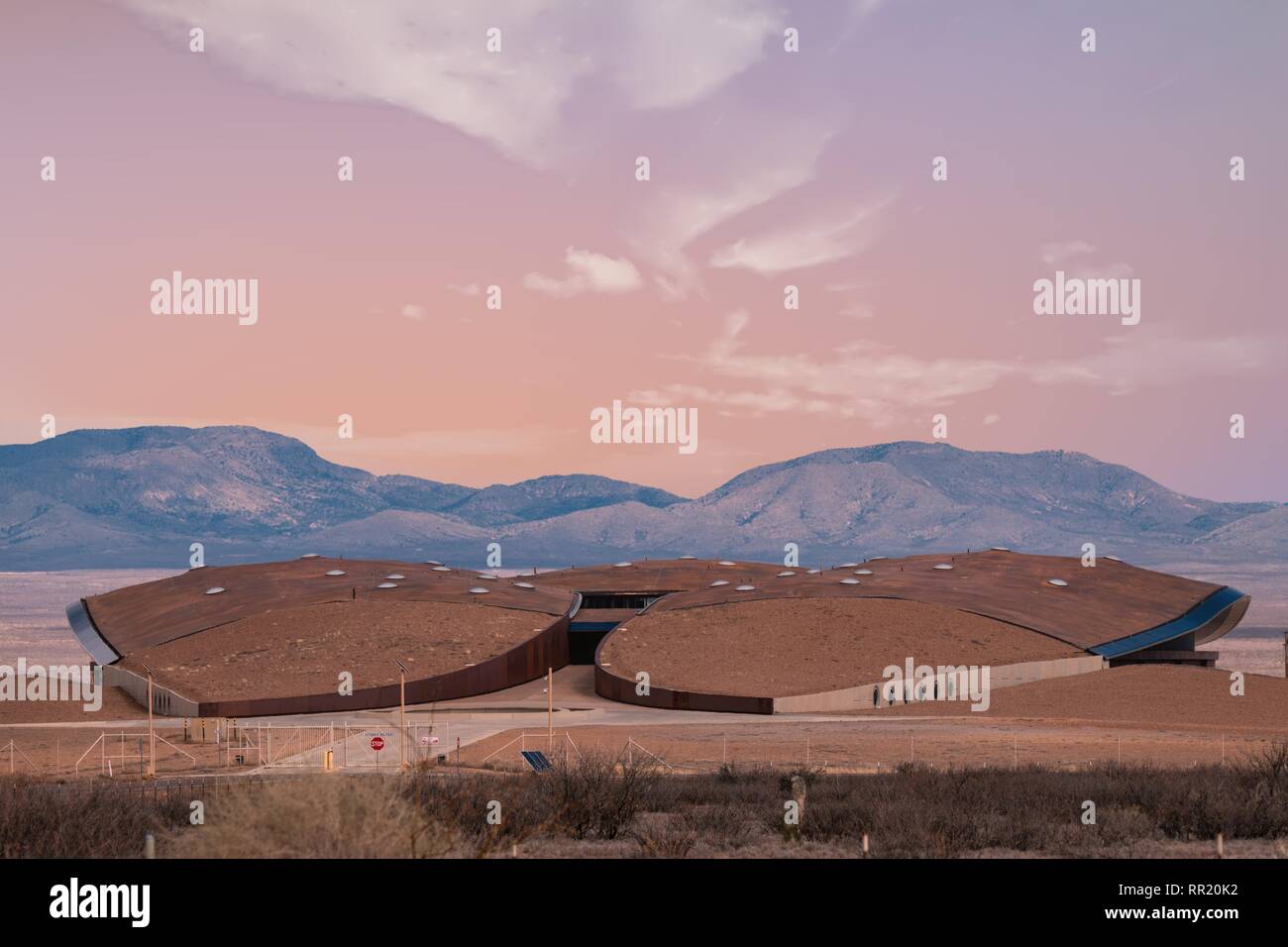 Spaceport America building is located in the high desert terrain of ...
