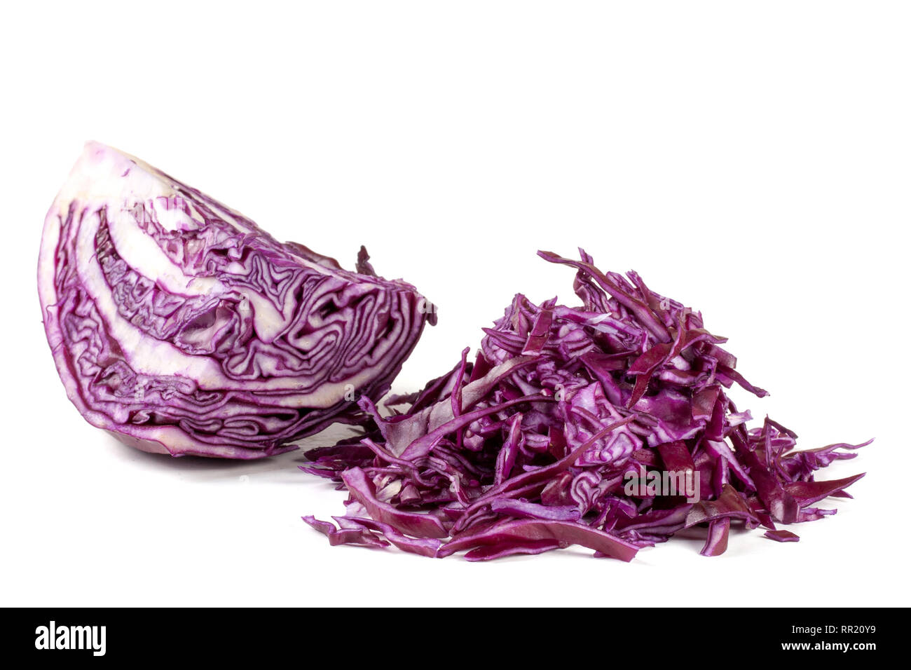 sliced red cabbage isolated on white background Stock Photo - Alamy