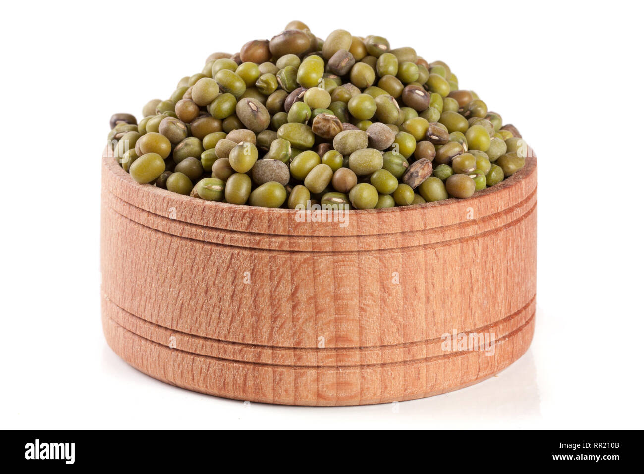 mung bean in a wooden bowl isolated on white background Stock Photo - Alamy