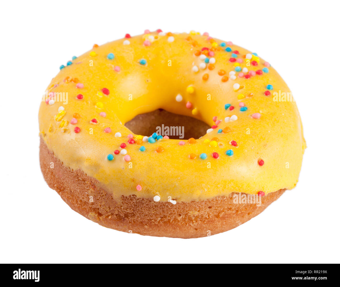 one glazed donut isolated on white background Stock Photo - Alamy